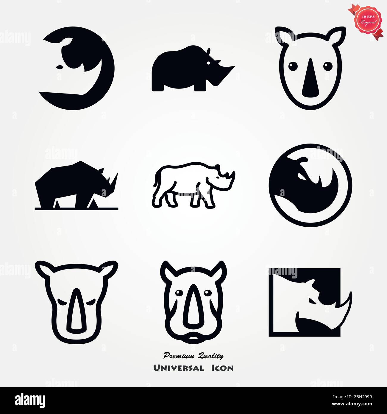 Rhino icon isolated on backgrounds, vector animal symbol Stock Vector ...