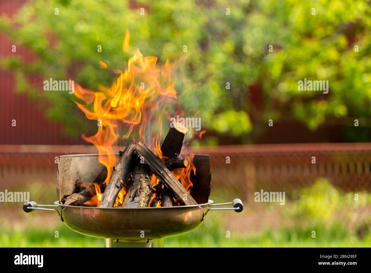 Branches on fire, bonfire, firewood burn, fire, igniter for home grill ...
