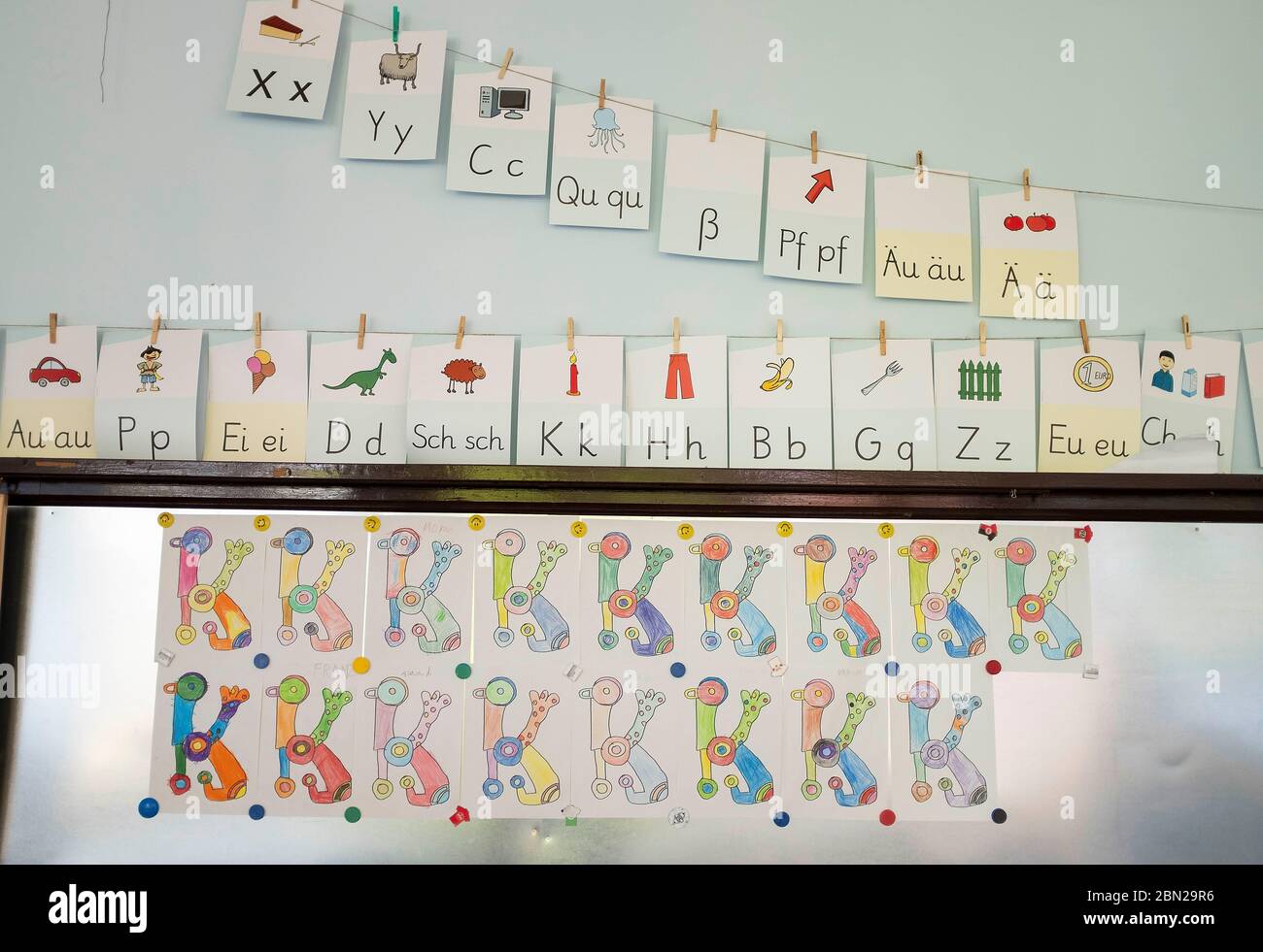 German, letters in a classroom in the elementary school, on April 21 ...