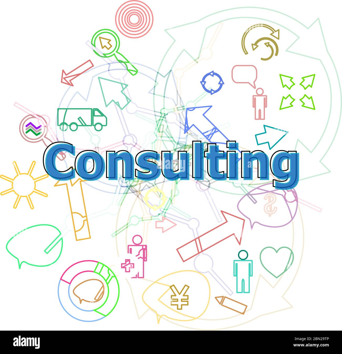 Text Consulting. Business concept . Simple infographics thin line icons ...