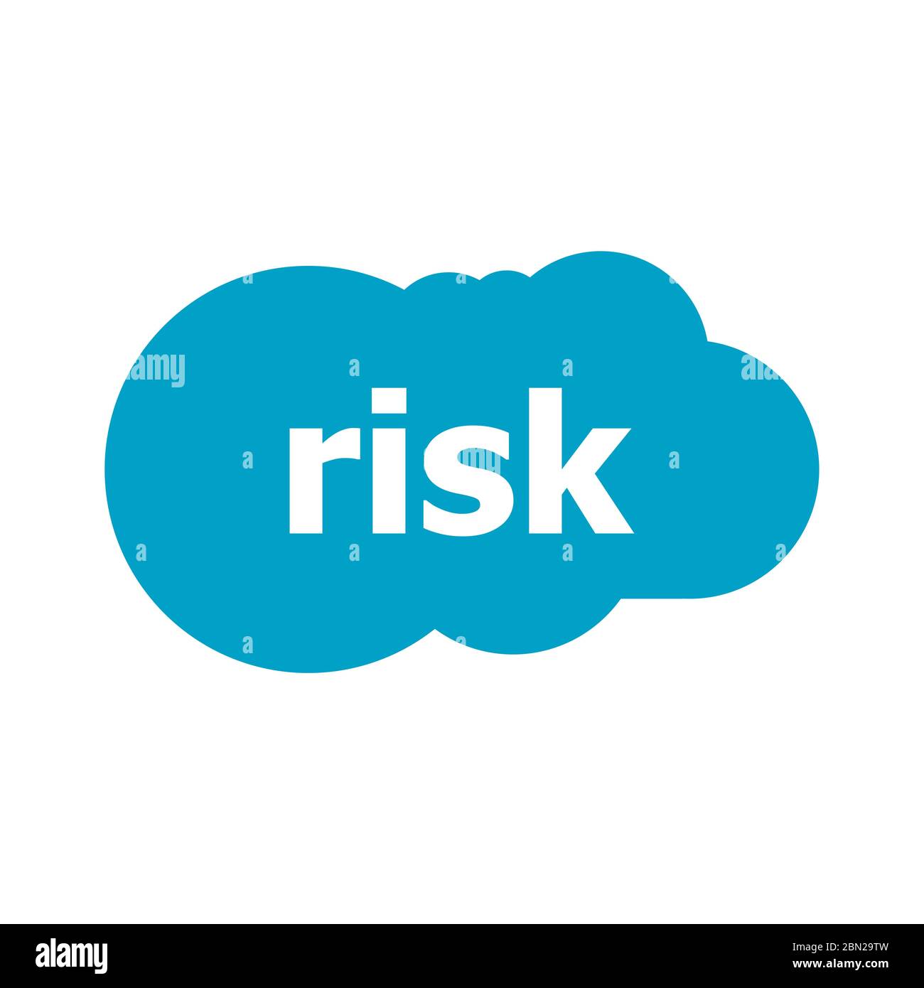 Risk word on abstract blue speech bubble isolated on white background ...