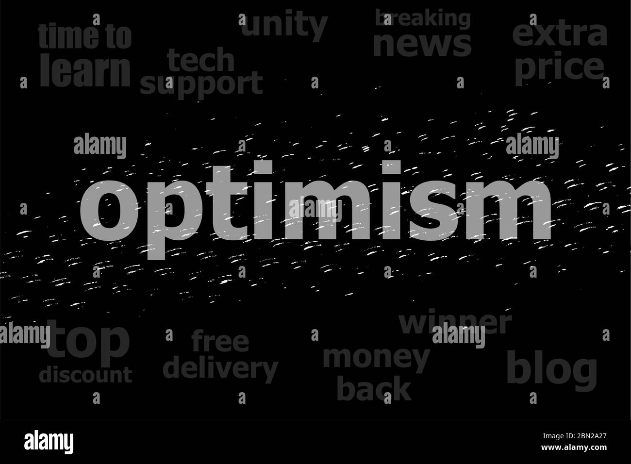Text Optimism. Social concept . Black and white abstract background ...