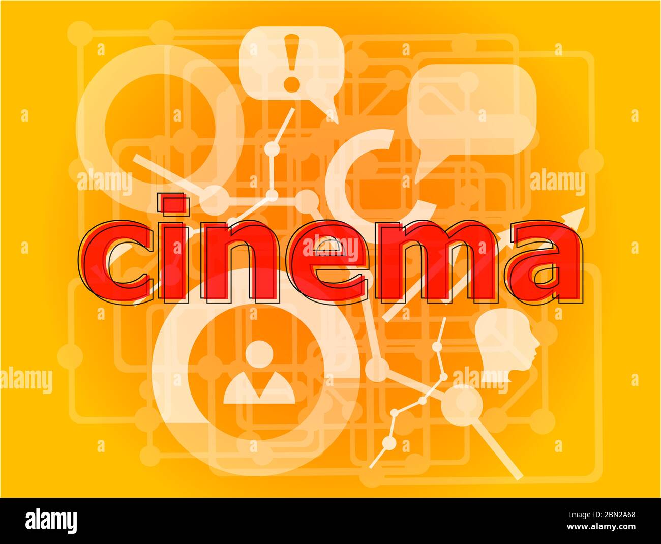 cinema word on digital screen. information concept . Big set of ...