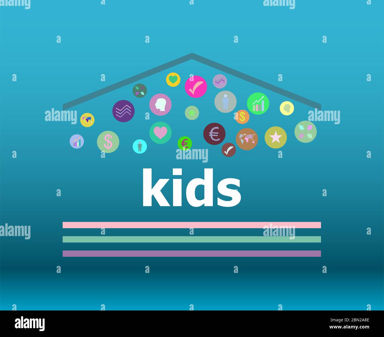 Text Kids on digital background. Education concept Stock Photo - Alamy