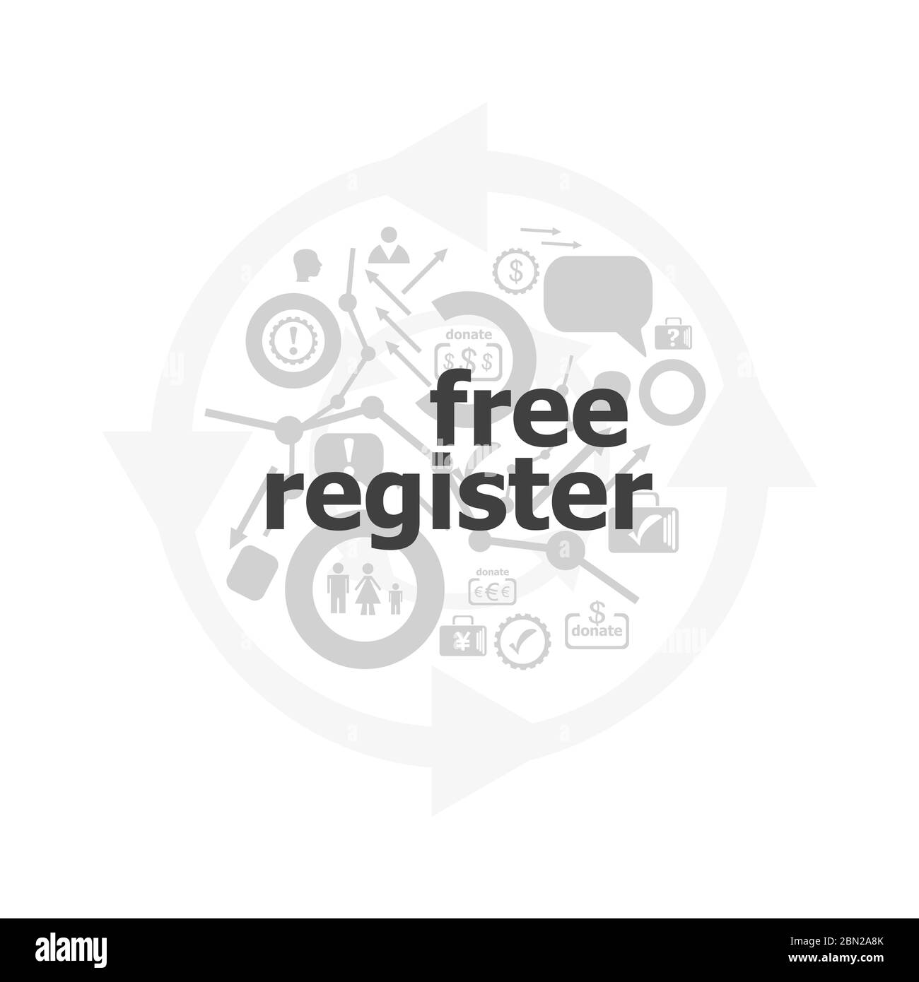 Text Free register on digital background. Information concept . Icon ...