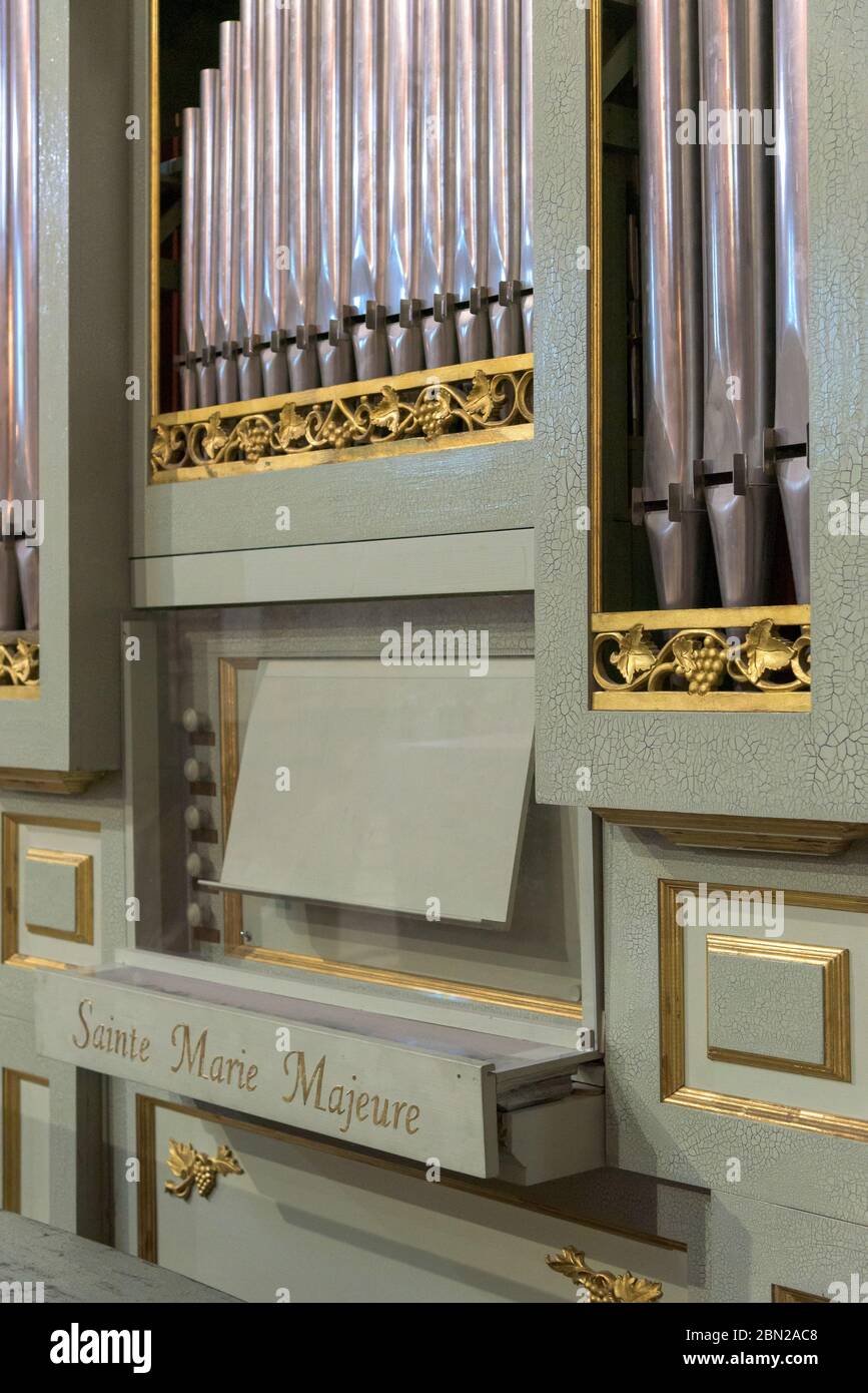 Organ pipes inside the Cathedral La Major, huge 1800s neo-Byzantine ...