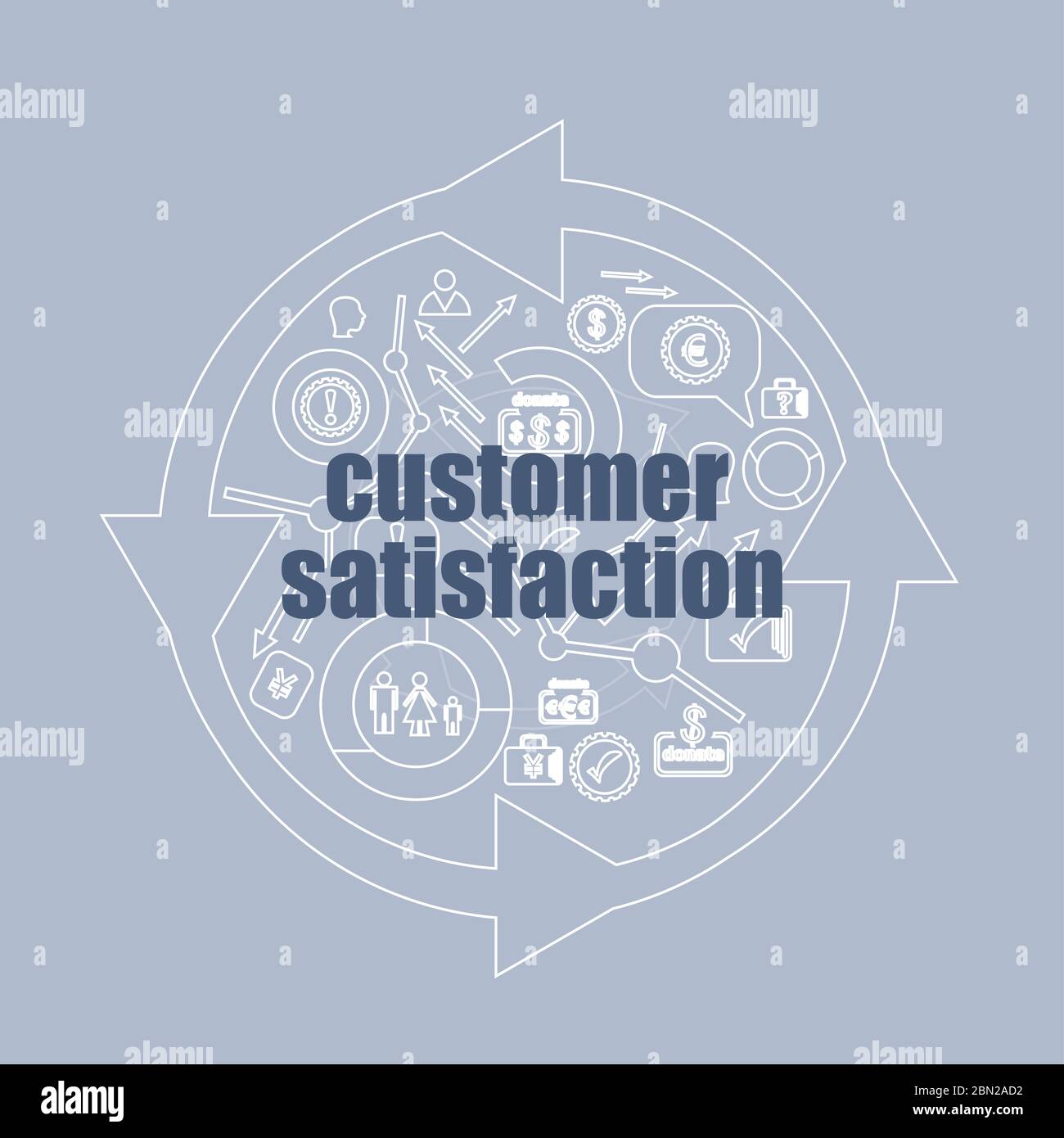 Text Customer satisfaction. Business concept . Icon and button set ...