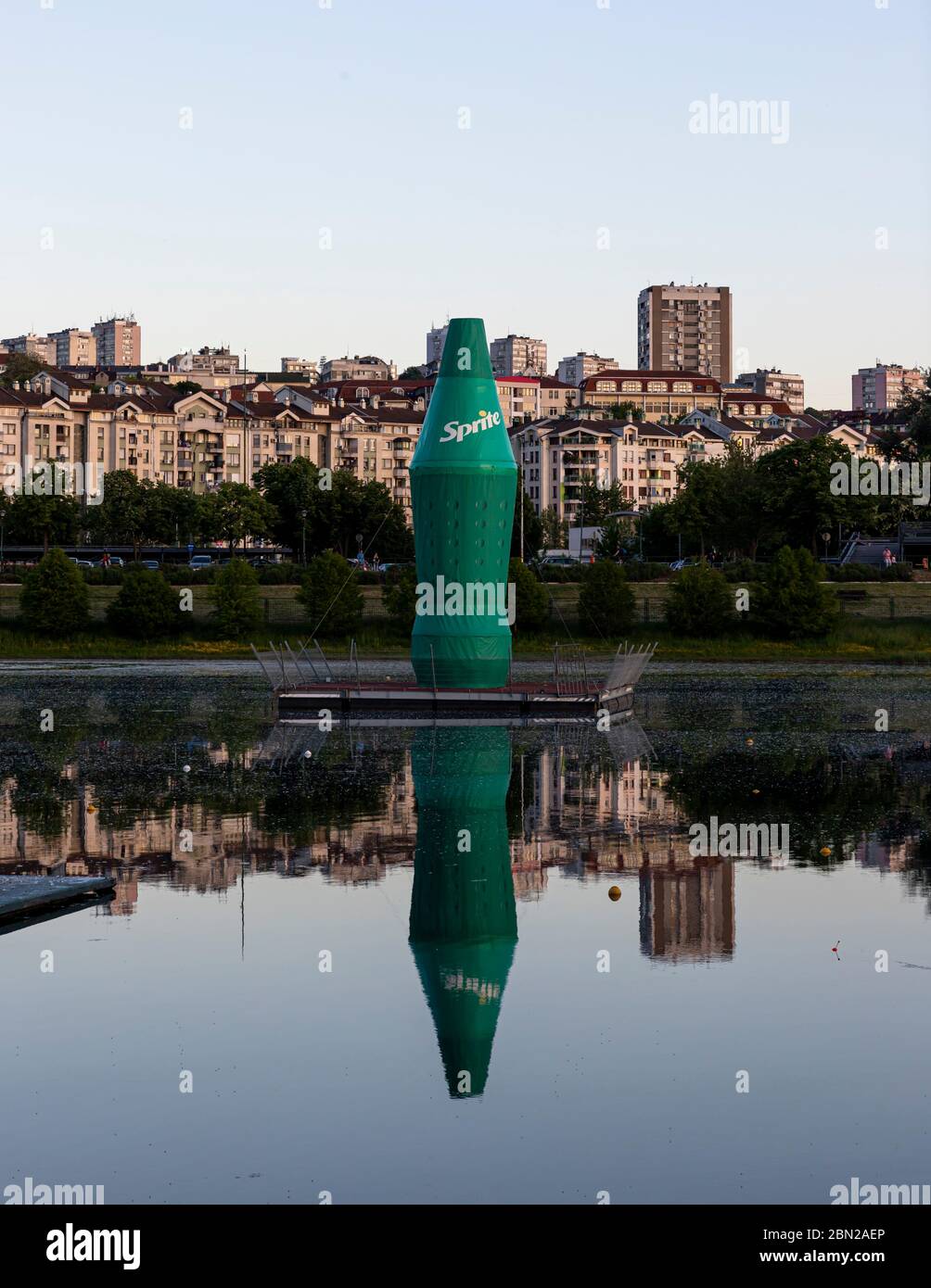 Belgrade, Serbia , May 12 2020 : Sprite soft drink giant bottle ...
