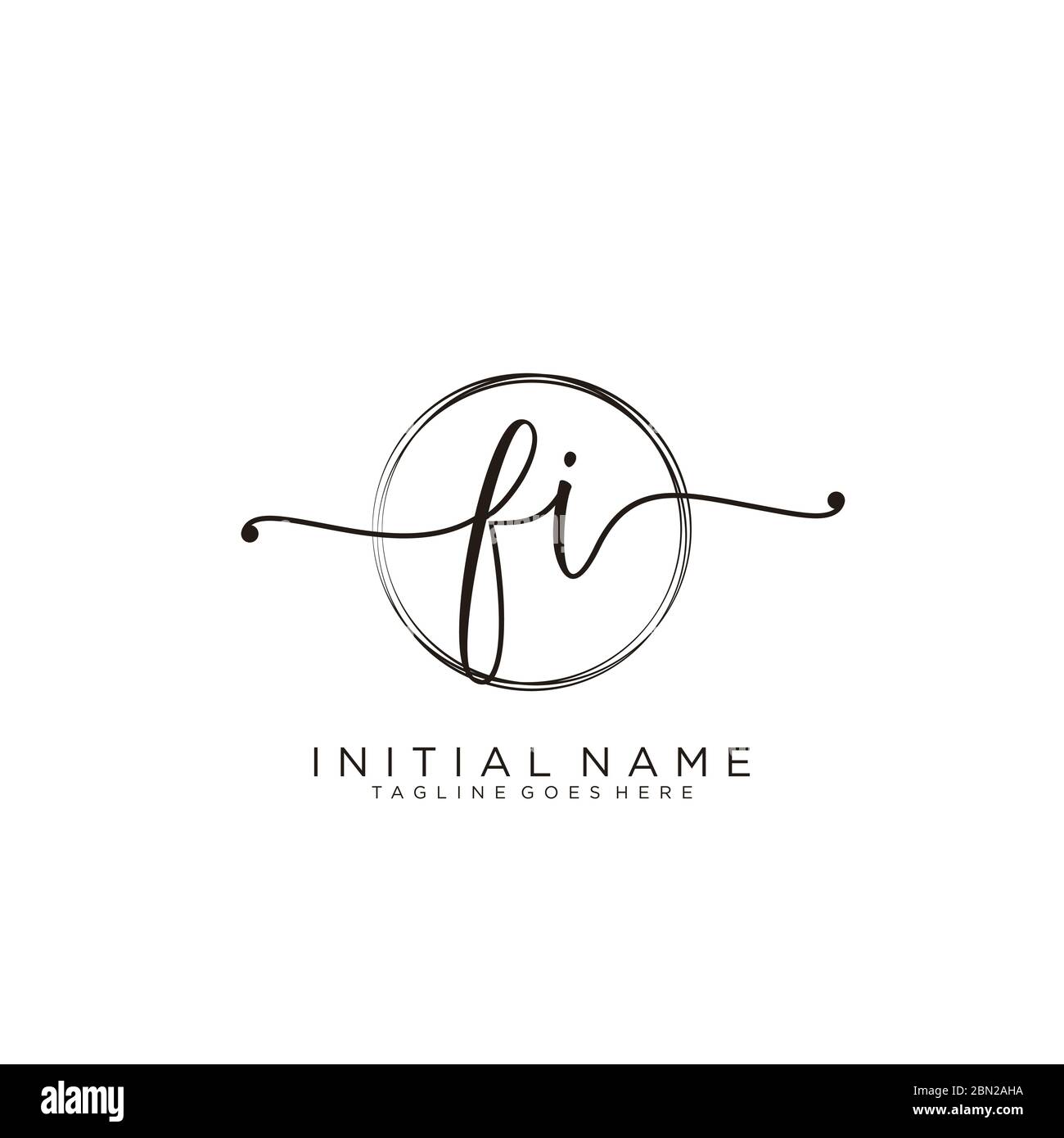 Initial FI handwriting logo with circle template vector Stock Vector ...
