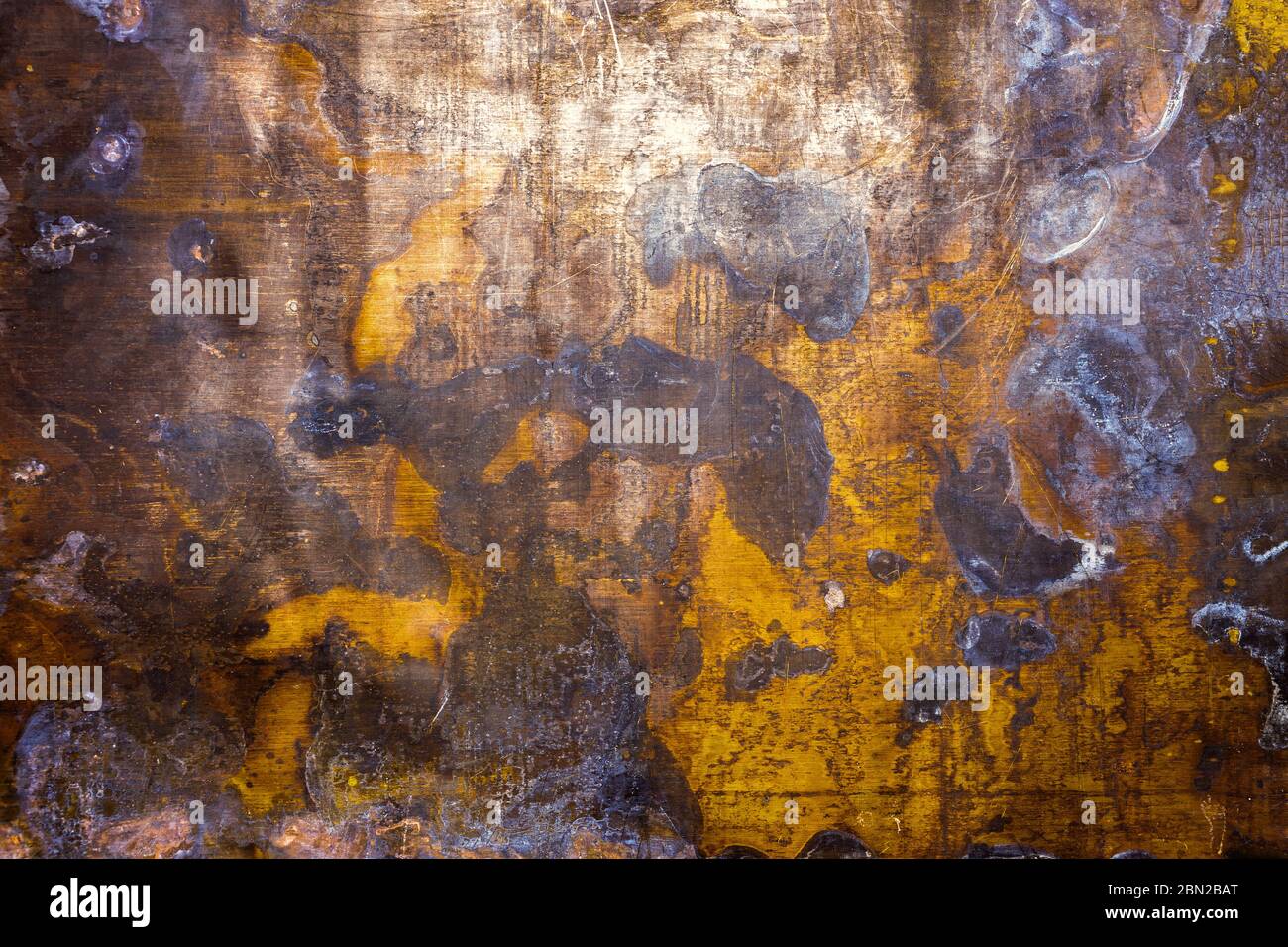 texture and background of old oxidated sheet of brass with with white ...