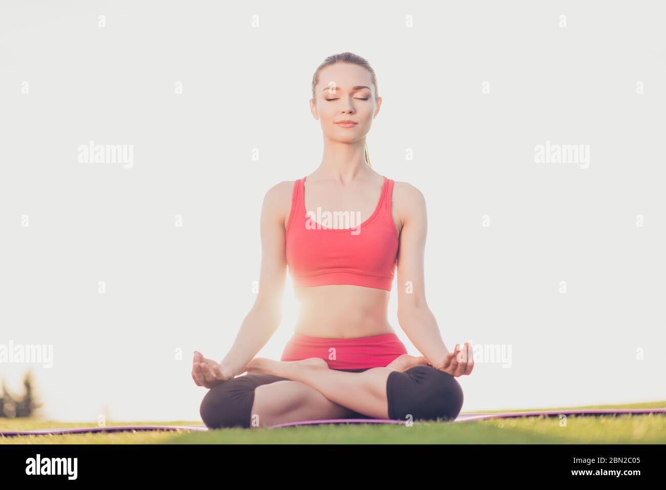 Wellbeing, wellness, vitality, peace lifestyle. Young calm woman is ...