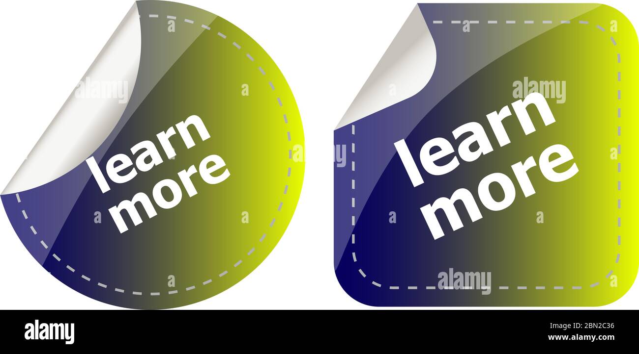 stickers label set business tag with learn more word Stock Photo - Alamy