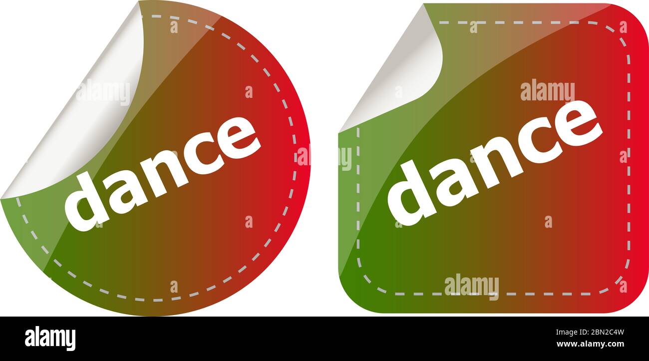 dance word on stickers web button set, label, icon Stock Photo - Alamy