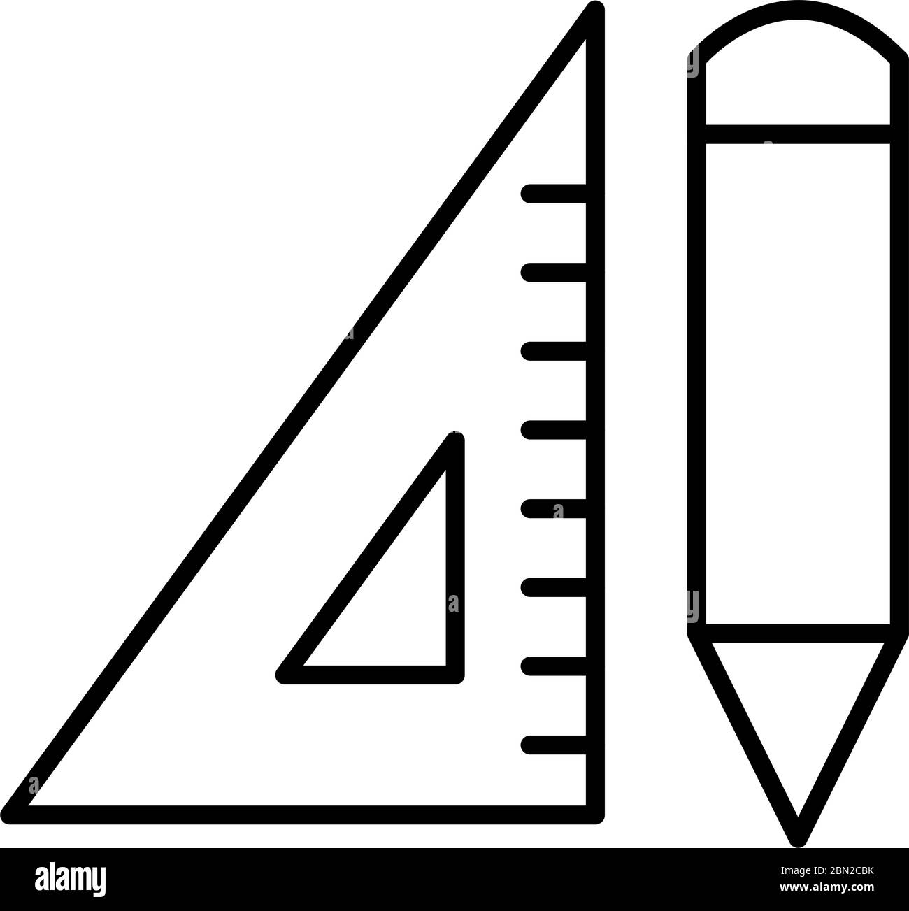 Pencil and set square Beautiful line black icon Stock Vector Image ...