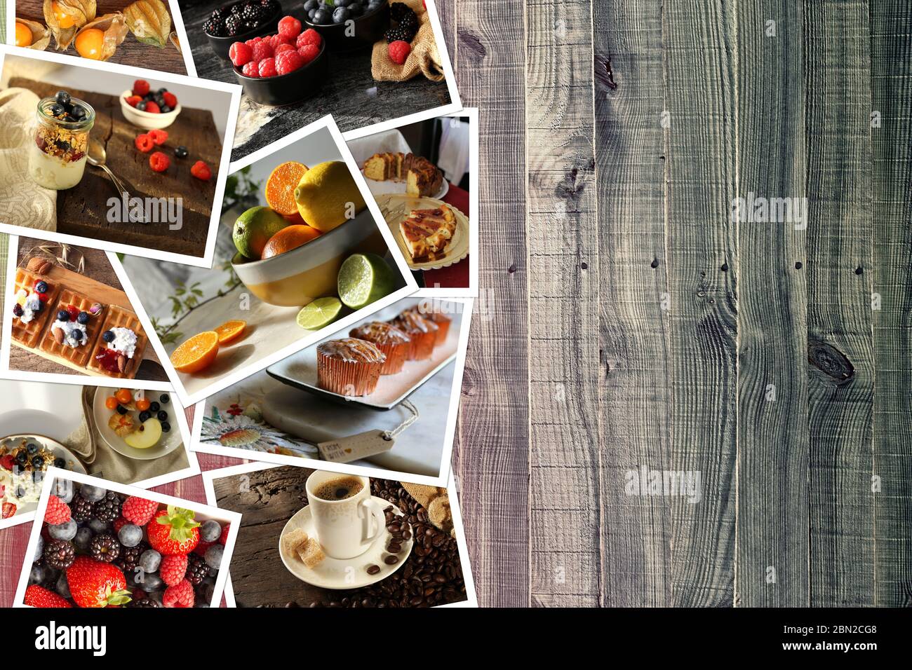 beautiful dessert collage made from colorful photos. Mock up, board ...