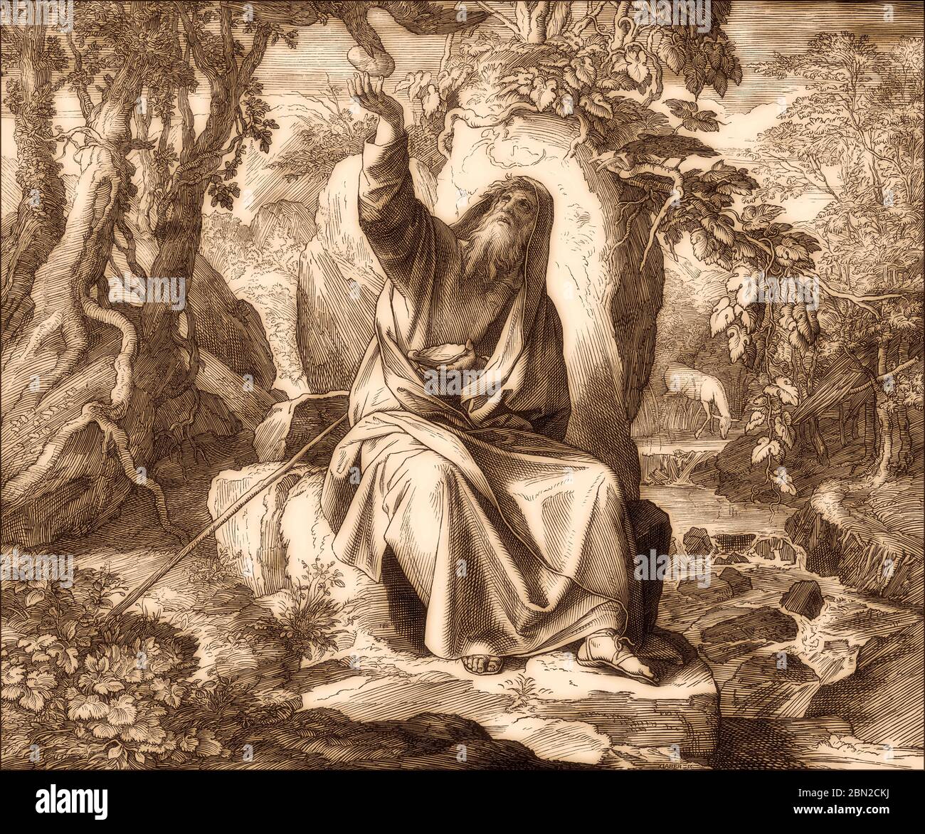 Ravens Feed Elijah, Old Testament, by Julius Schnorr von Carolsfeld ...