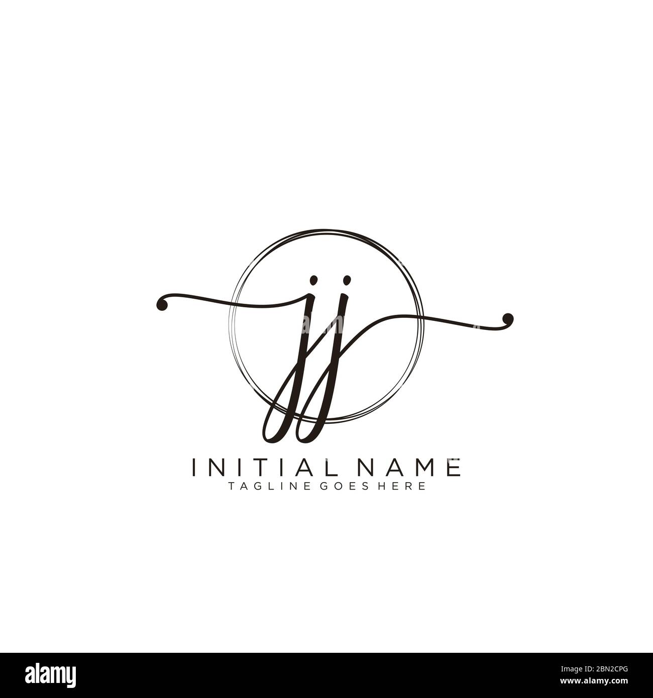 Initial JJ handwriting logo with circle template vector Stock Vector ...