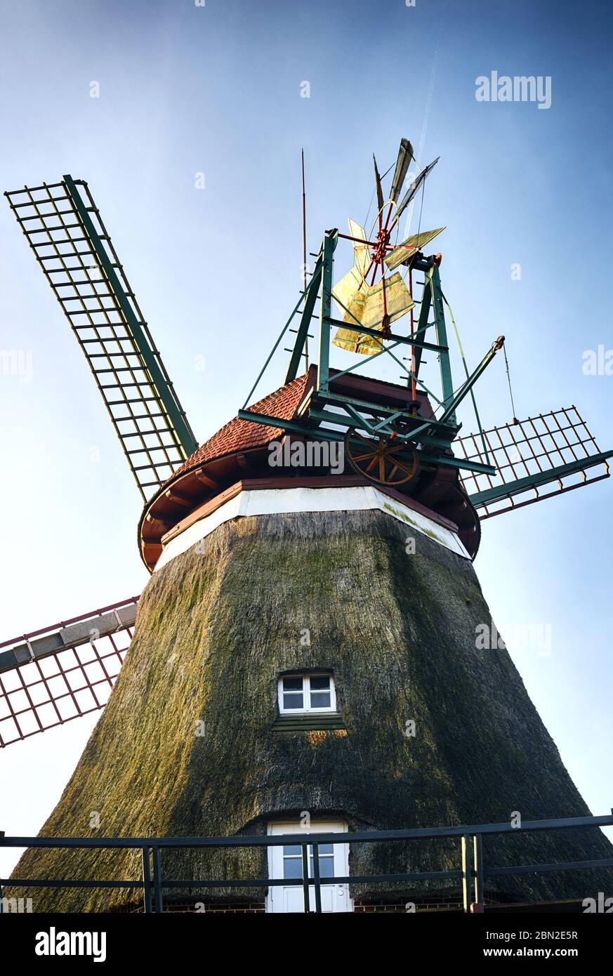 historical windmill in northern Germany Stock Photo - Alamy
