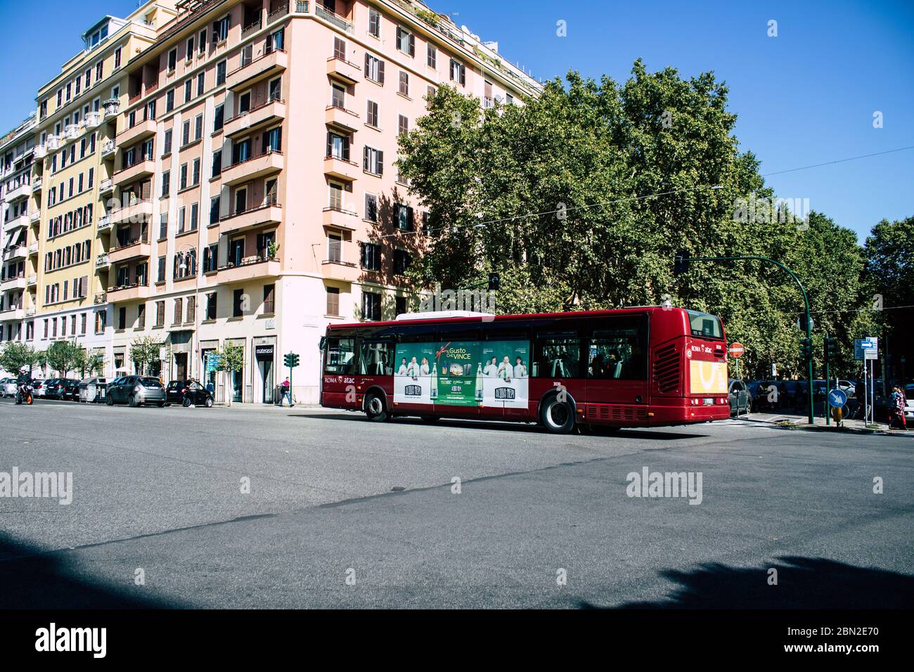 Rome Italy October 18, 2019 View of a public bus rolling through the ...