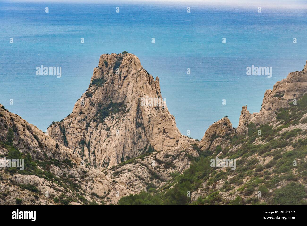 Aerial view of the Calanque de Sugiton, fjord near Marseille in the ...