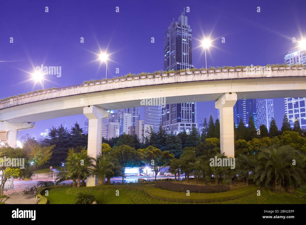 Elevated freeways in the intersection of Yan An Road and Chongging ...