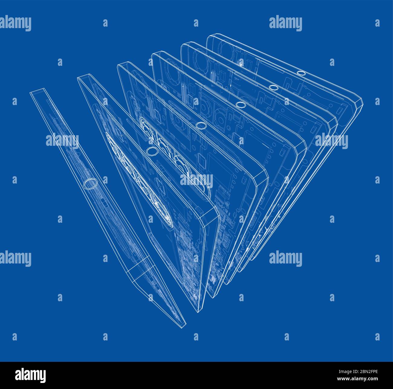Smartphones concept outline. Vector rendering of 3d. Wire-frame style ...