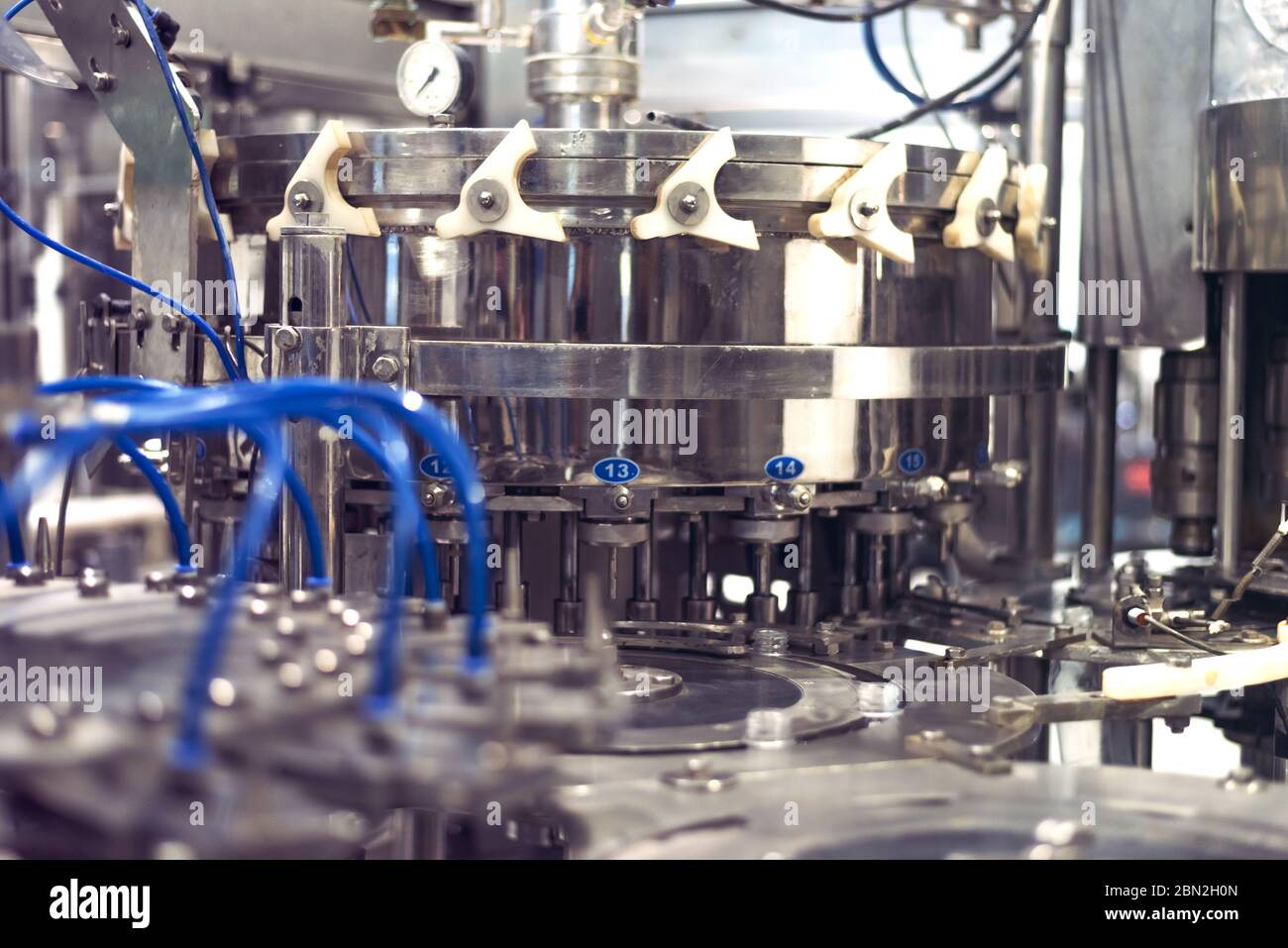 Drinking water of factory or plant production, industrial interior ...