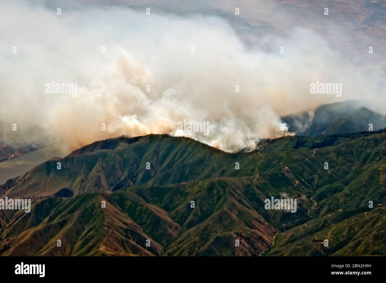 Forest fire, aerial, USA Stock Photo - Alamy
