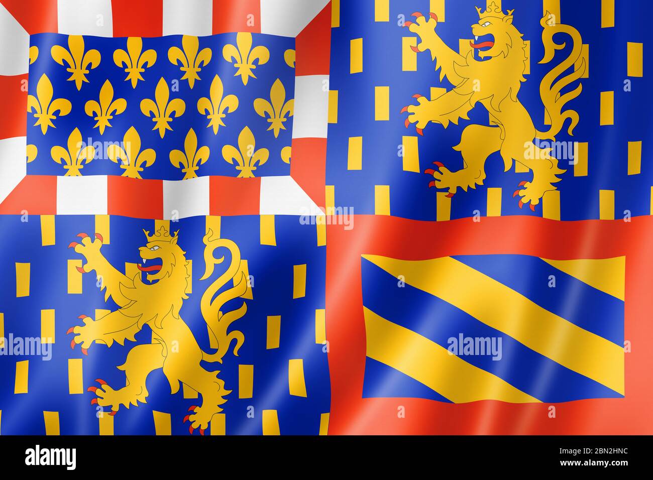 Bourgogne-Franche-Comte Region flag, France waving banner collection ...
