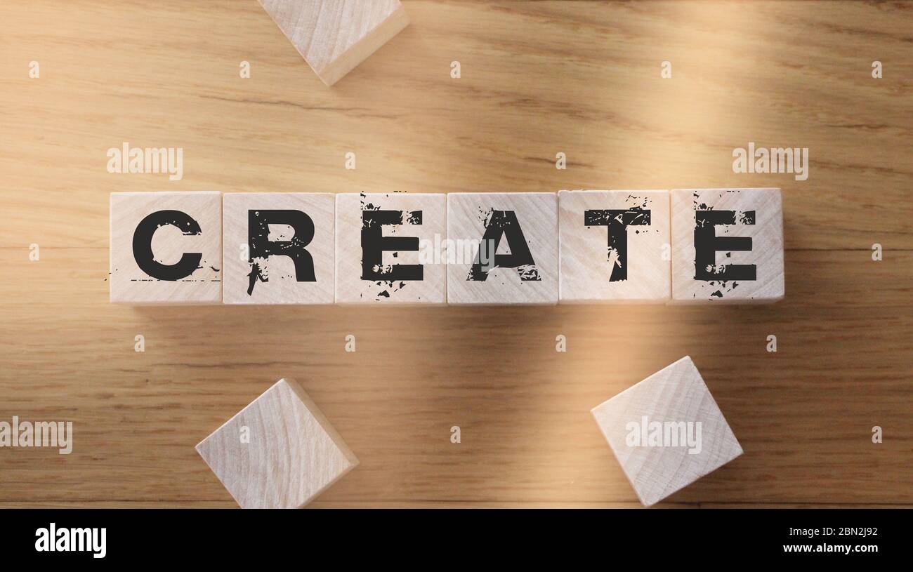 Create word on wooden cubes. Creativity development education concept ...