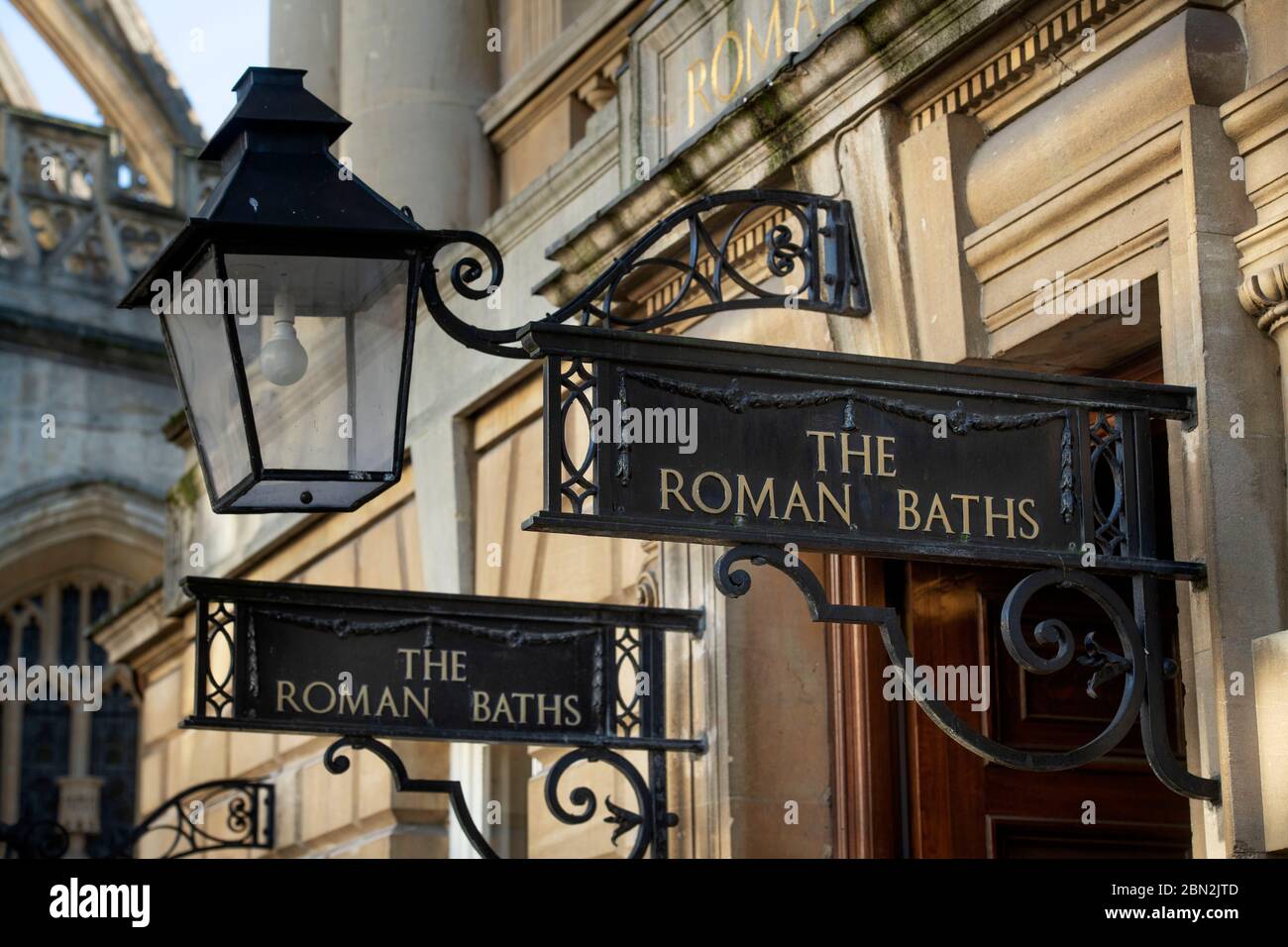 Detail of the Roman Baths sign - Bath, UK Stock Photo - Alamy