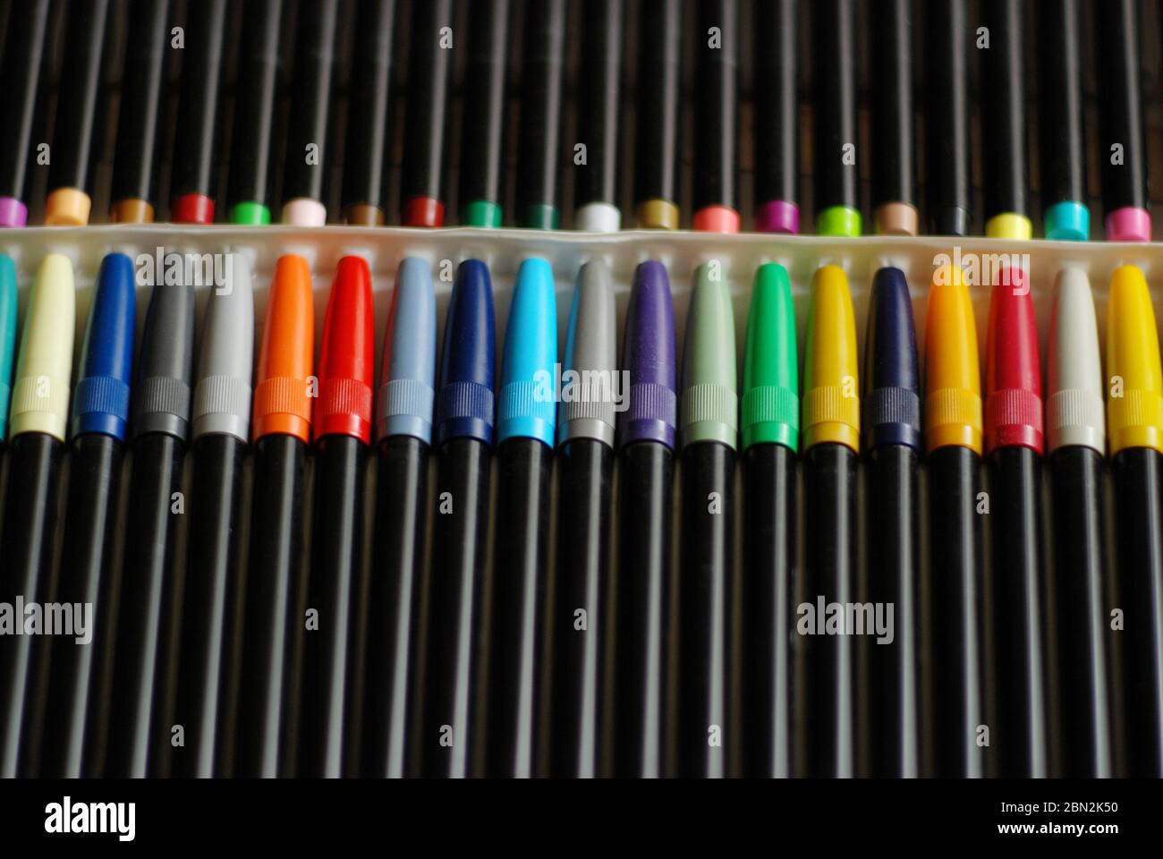 collection of color pens in a row Stock Photo - Alamy