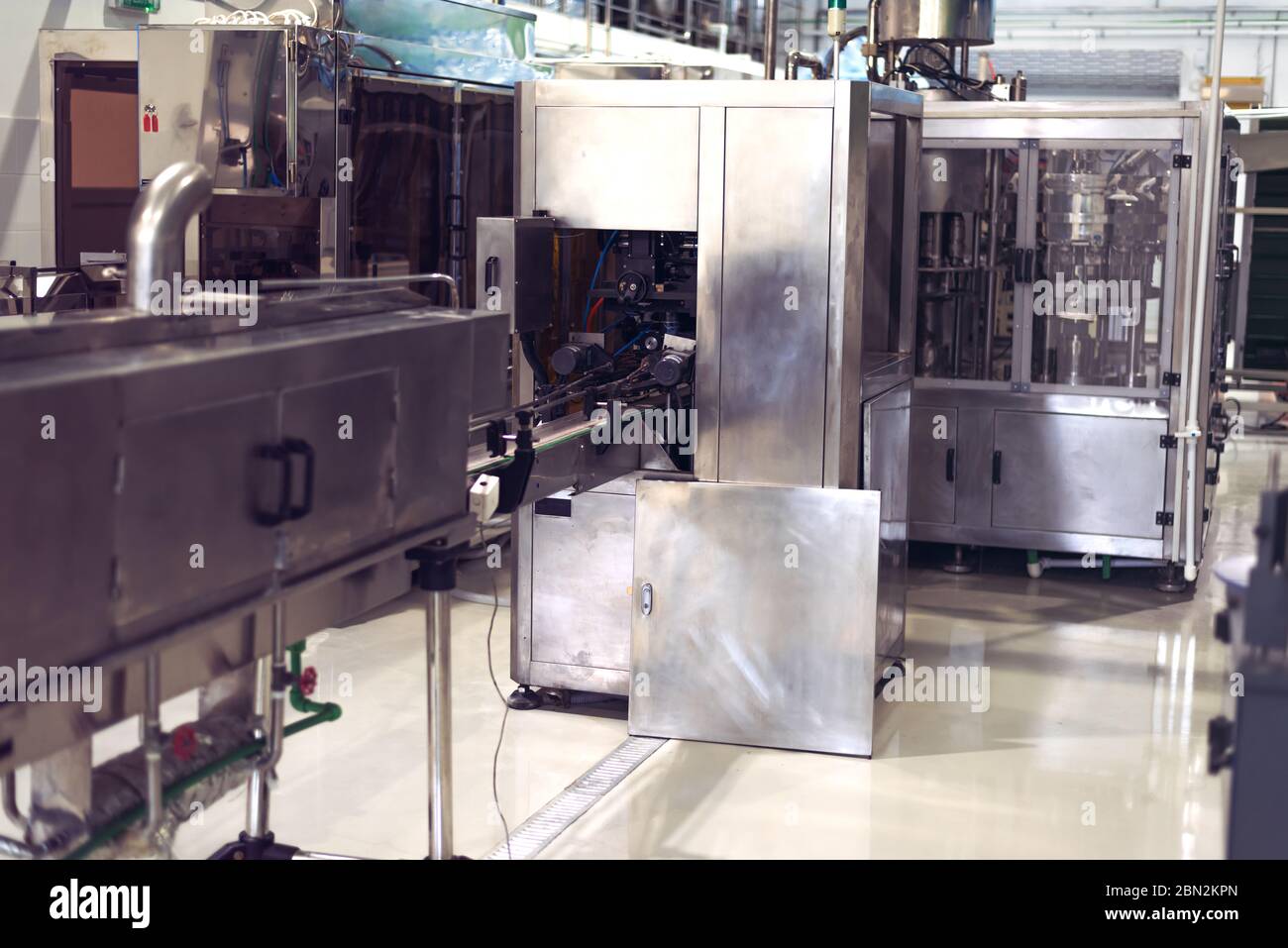 Drinking water of factory or plant production, industrial interior ...