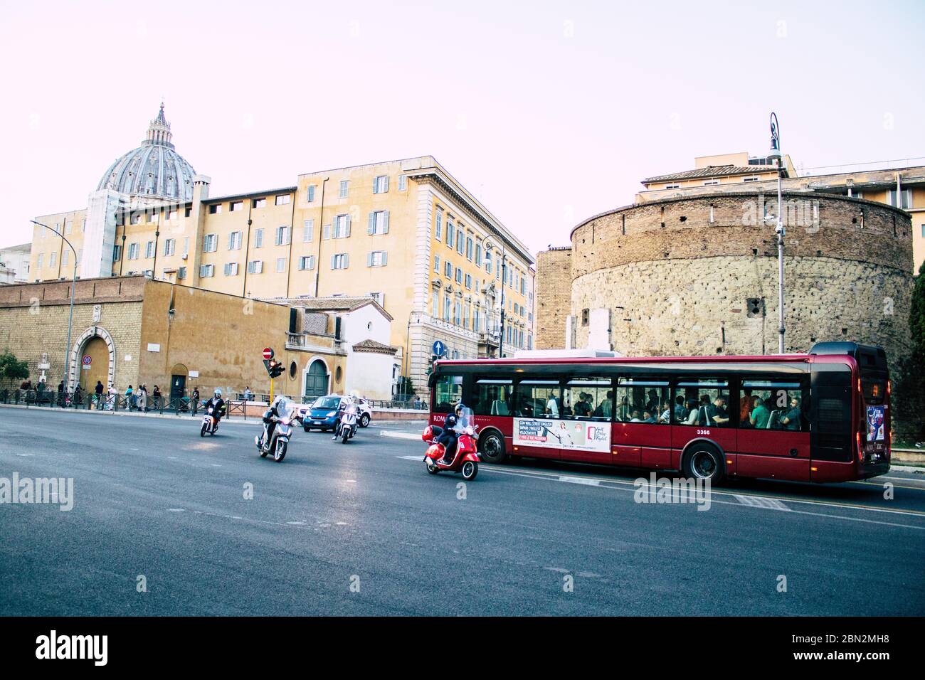 Rome Italy October 18, 2019 View of a public bus rolling through the ...