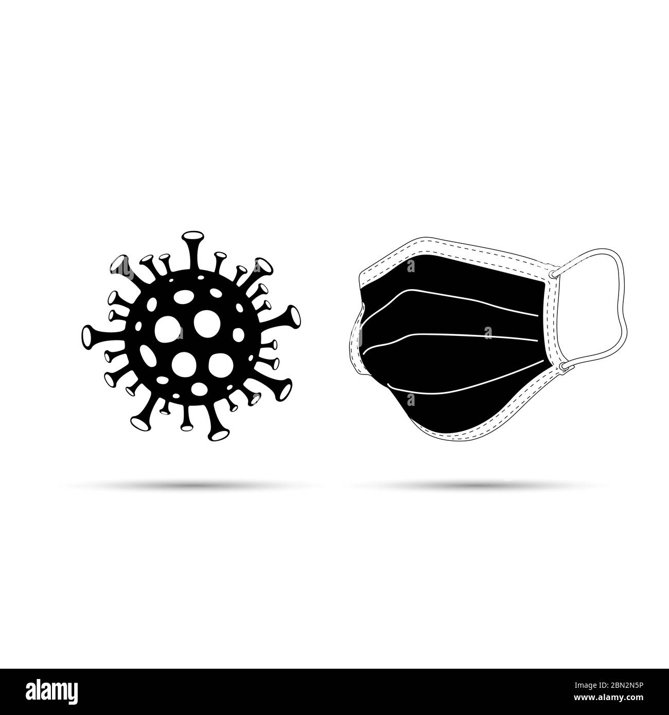corona virus icon and mask in black illustration Stock Vector Image ...