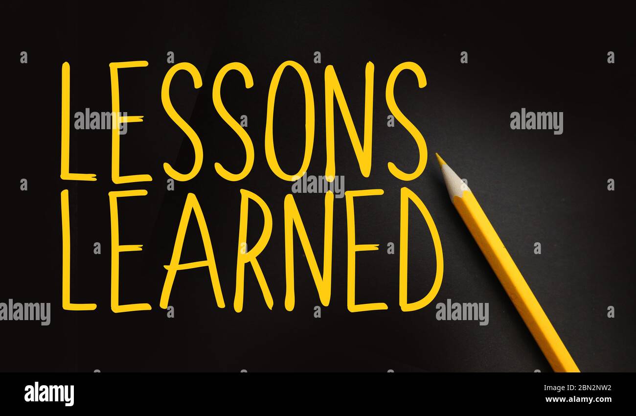 Lessons Learned text in yellow on black and pencil besides. Education ...