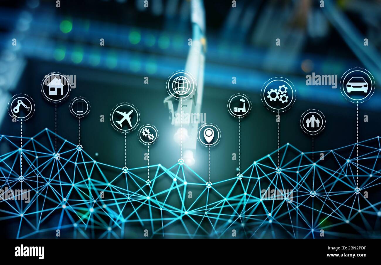 IOT internet of things digital technology concept. Server room ...