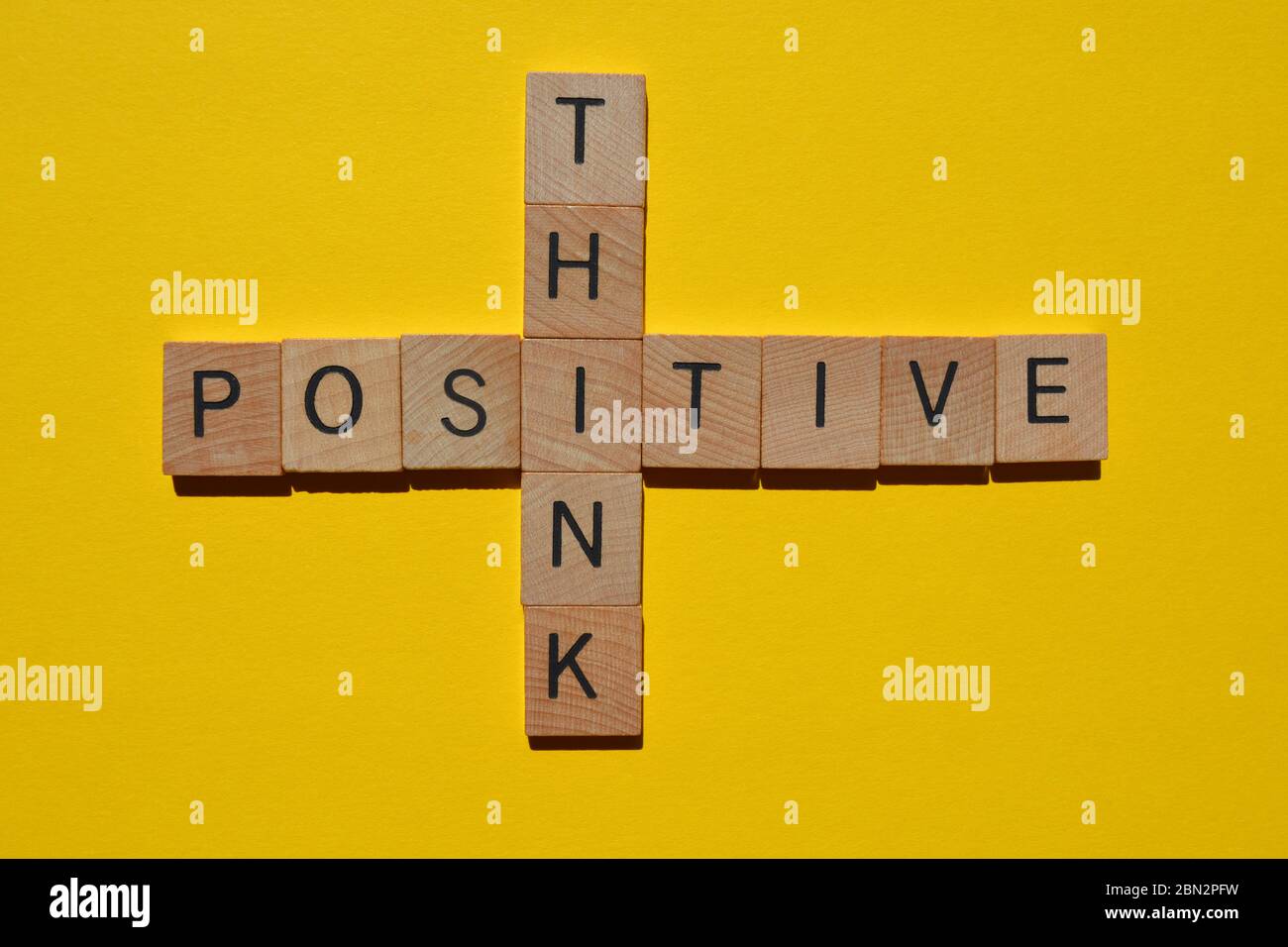 Think Positive, crossword isolated on bright yellow background Stock ...