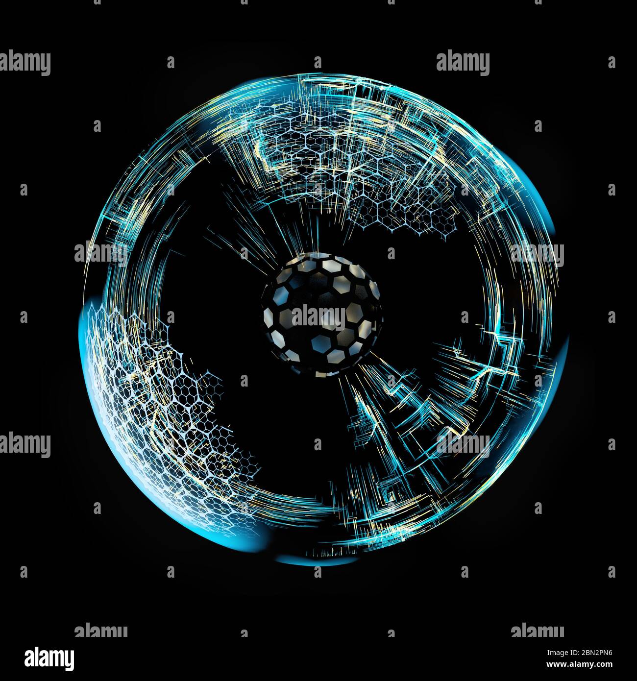Energy Sphere With Glowing Core. Concept For Antigravity, Magnetic ...