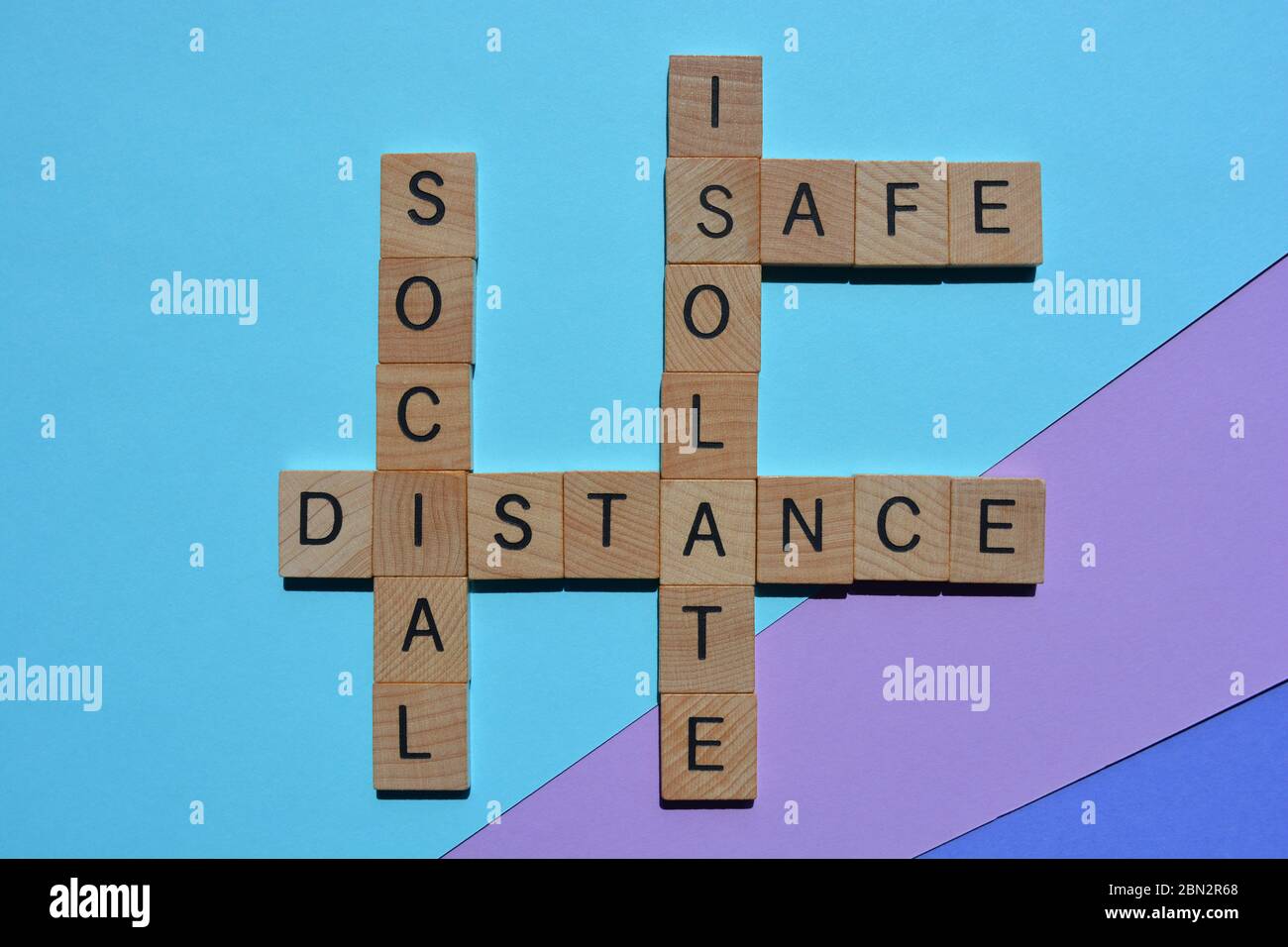 Social, Distance, Safe, Isolate, crossword in wooden alphabet letters ...