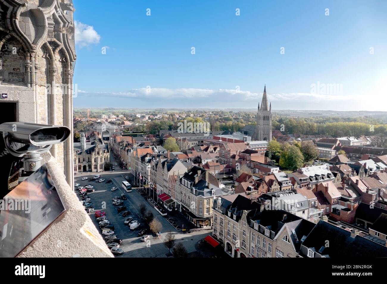 The Menin Gate and town square of Ypres, Belgium. The World War 1 ...