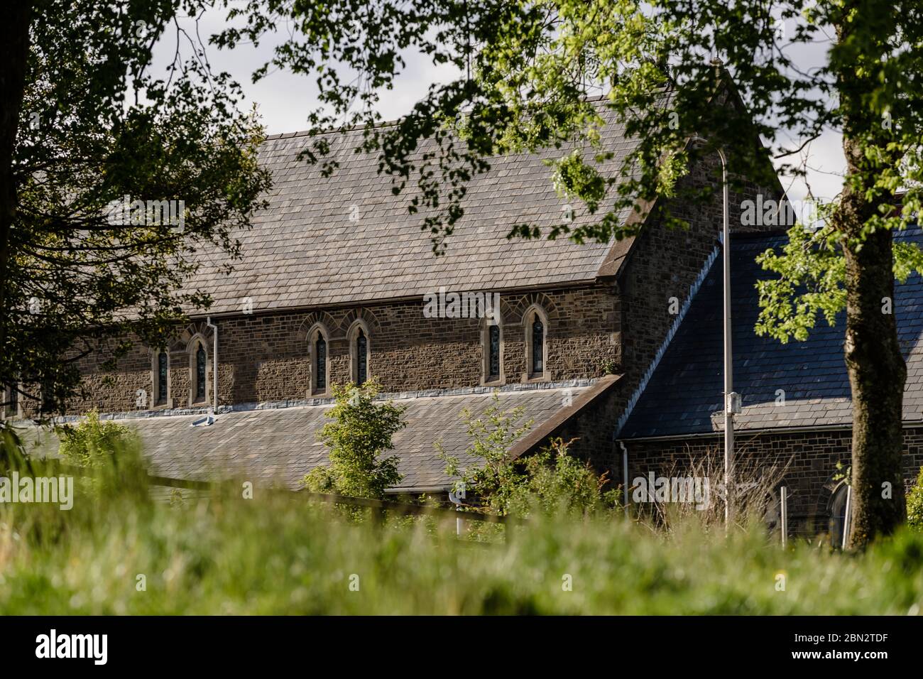 MERTHYR TYDFIL, WALES - 11 MAY 2020 - St Davids Parish Church shown ...