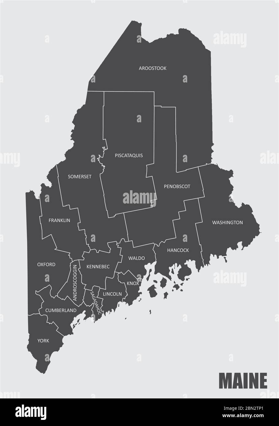 Maine State Map Stock Vector Image & Art - Alamy
