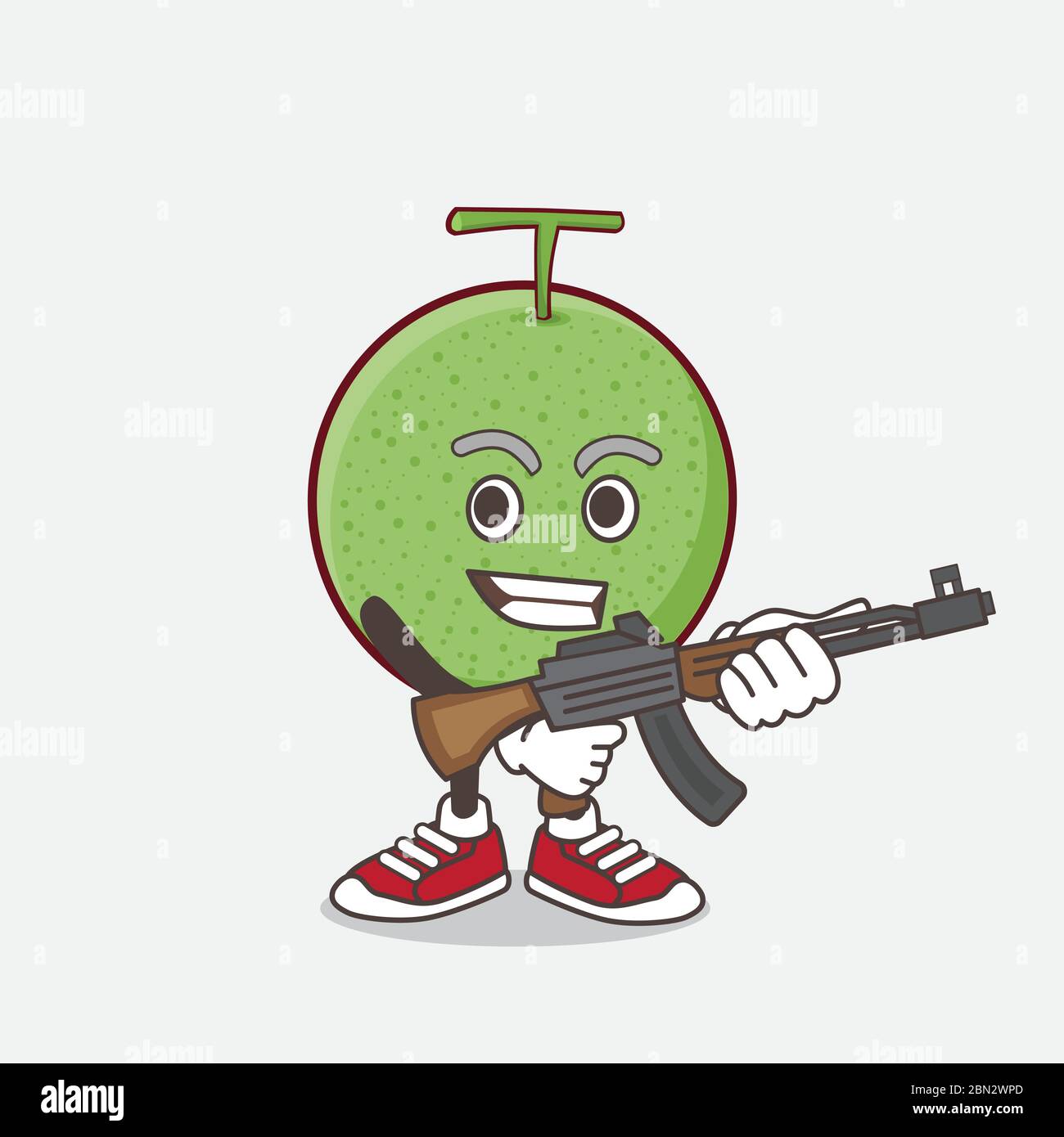An illustration of Melon Fruit cartoon mascot character with assault ...