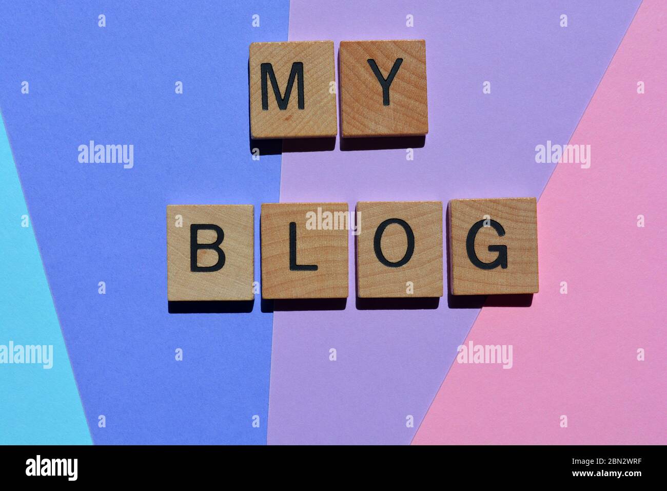My Blog, words in wooden alphabet letters isolated on colorful ...