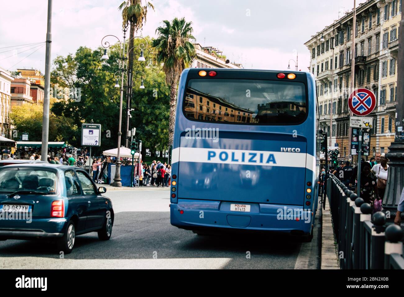 Rome Italy October 18, 2019 View of an Italian police bus parked in the ...