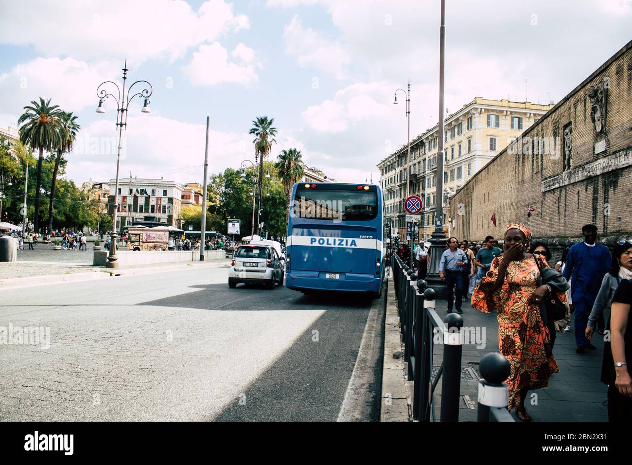 Rome Italy October 18, 2019 View of an Italian police bus parked in the ...