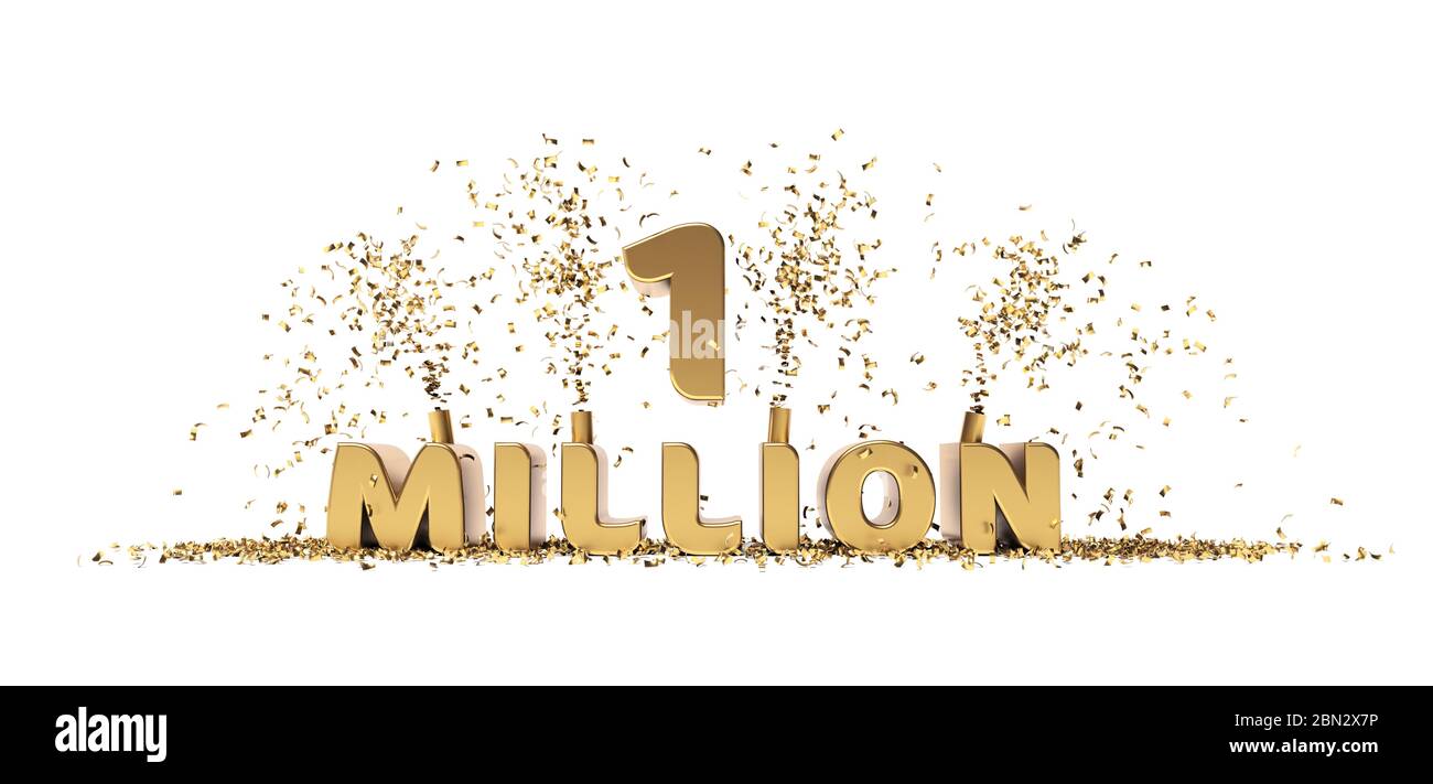 One million achievement celebration 3D rendering text white background ...