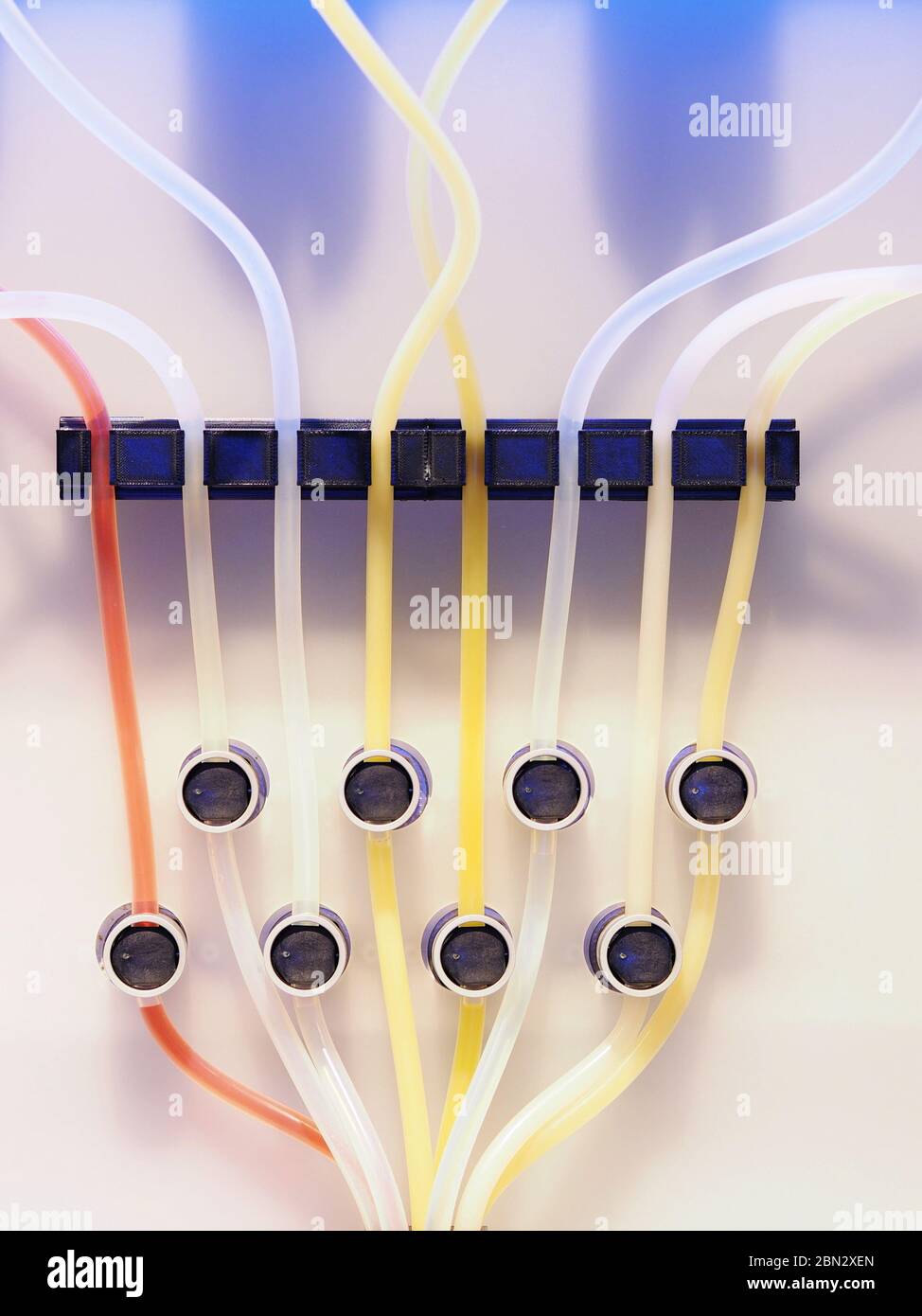 Chemical fluid pipes with coloured fluids flowing Stock Photo - Alamy