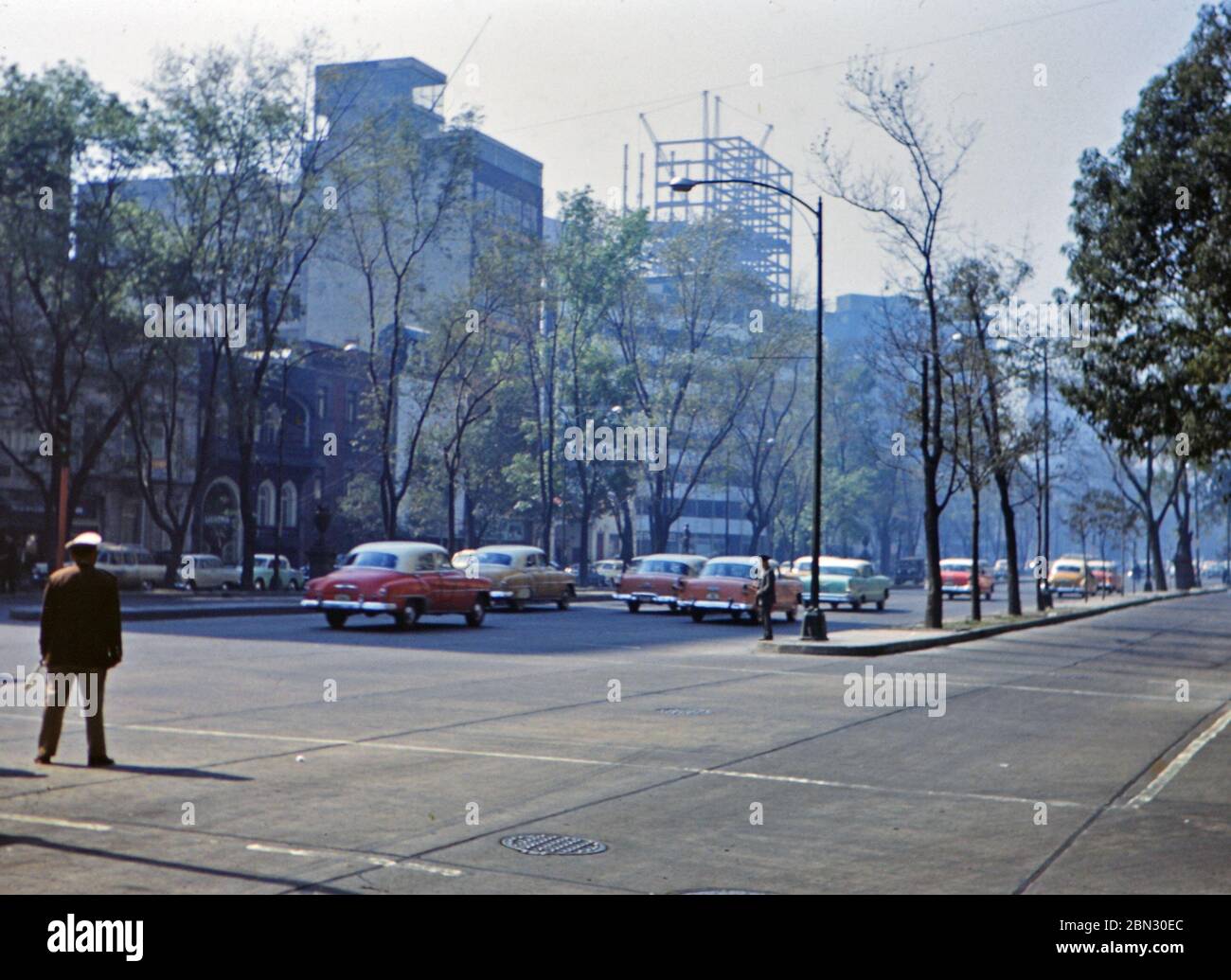 1962 Historical Photo - 1960s traffic filled with pastel colored ...